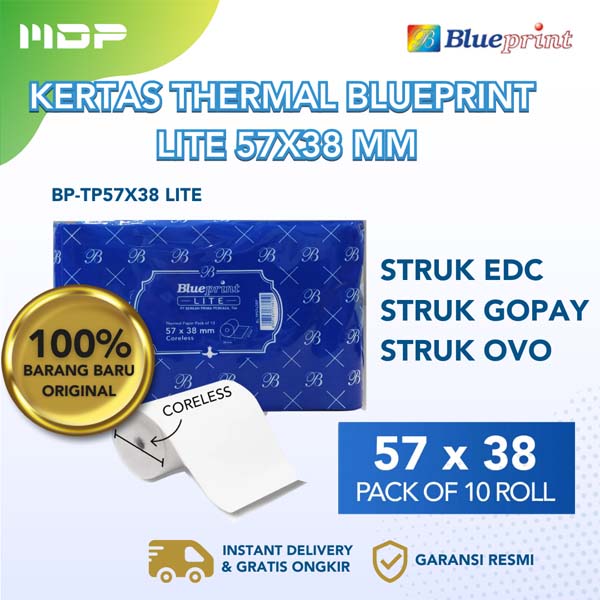 KERTAS THERMAL BLUEPRINT ROLL BP-TP57X38 LITE (1 BOX= 100 ) | MDP - IT and Electronic Superstore