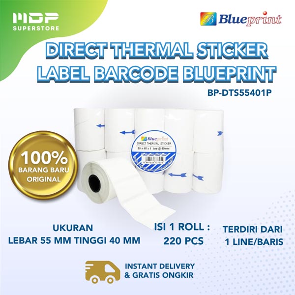 STIKER LABEL BLUEPRINT 55X40X1@220 FOR THERMAL LABEL PRINTER (BP ...