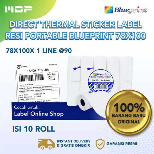LABEL STICKER PORTABLE PRINTER BLUEPRINT 78 X 100 X 1 LINE @90 40MM(1 ...
