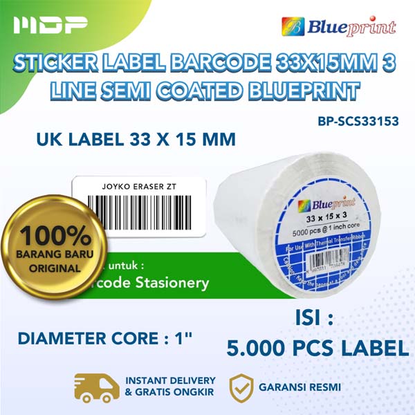 KERTAS LABEL BARCODE BLUEPRINT UK 33X15X3 @5000PCS BP-SCS33153(1 KOTAK ...