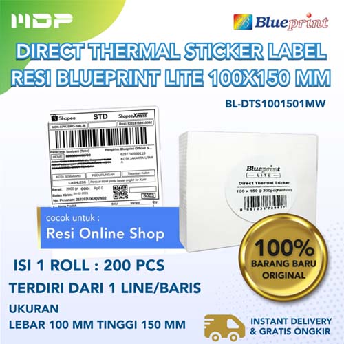 KERTAS LABEL BARCODE BLUEPRINT LITE UK 100MM X 150MM 1LINE BL ...