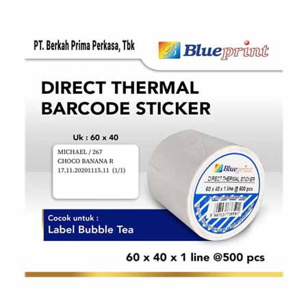 STIKER LABEL BLUEPRINT 60X40X1@500 FOR THERMAL LABEL PRINTER (BP ...