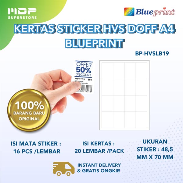 STICKER HVS LABEL BLUEPRINT 48.5 X 70 BP-HVSLB19 | MDP - IT and ...