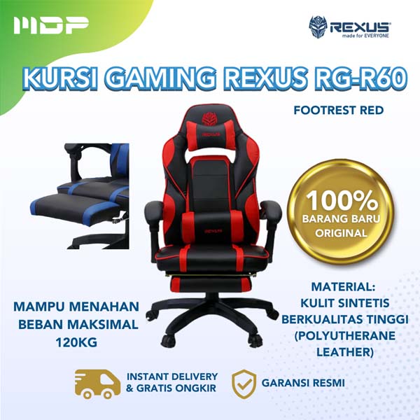 GAMING CHAIR REXUS RGC-R60 FOOTREST RED | MDP - IT and Electronic ...