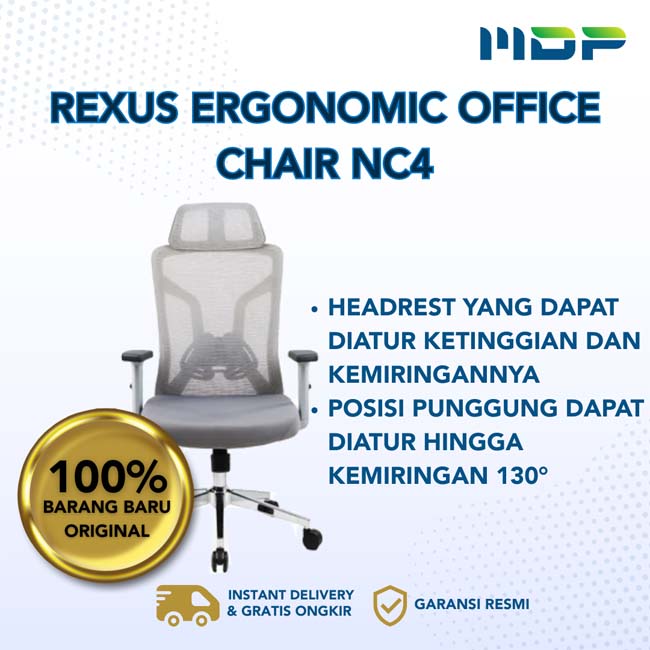 REXUS ERGONOMIC CHAIR NC4 LIGHT GREY | MDP - IT and Electronic Superstore