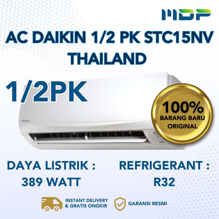 AC SPLIT DAIKIN 1/2 PK STC15NV THAILAND (FTC15NV14)(INCLUDE : HA1234 ...