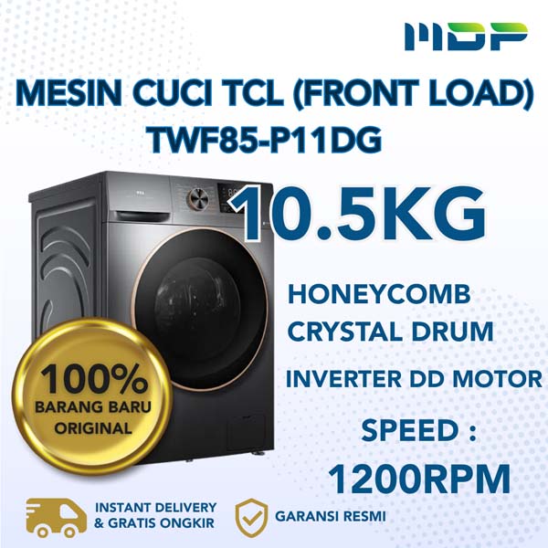 MESIN CUCI TCL TWD105-C22DG ( FRONT LOAD/ WASHER 10,5KG + DRYER 7KG ...