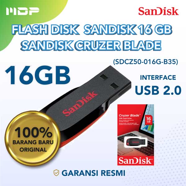 MEMORY CARD FLASH DISK 16 GB SANDISK CRUZER BLADE (CZ50) (SDCZ50-016G ...