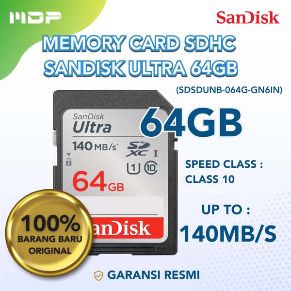 MEMORY CARD SD ULTRA 64 GB SANDISK CLASS 10 48MBPS (SDSDUNB-064G-GN3IN ...