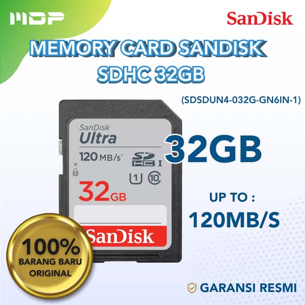 MEMORY CARD SANDISK SDHC 32GB 120MB UHS-1 (SDSDUN4-032G-GN6IN-1) | MDP ...