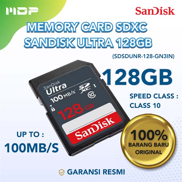 MEMORY CARD SD ULTRA 128GB SANDISK CLASS 10 (SDSDUNR-128-GN3IN) | MDP ...