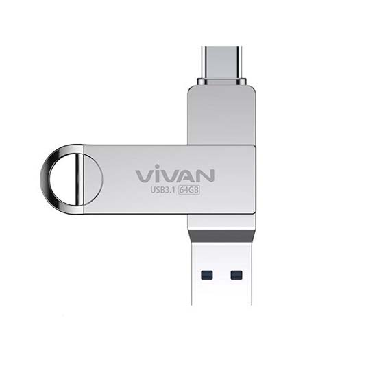 MEMORY FLASDISK VIVAN VOC264 64GB DUAL DRIVE USB TYPE C 3.1 SILVER ...
