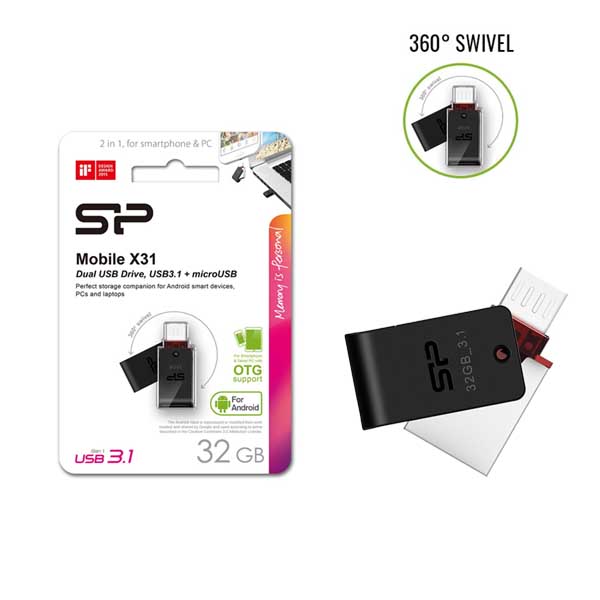 MEMORY CARD FLASH DISK OTG MICRO SILICON POWER UFD 3.0 32GB MOBILE X31 ...