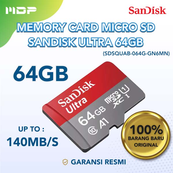 MEMORY CARD SANDISK ULTRA MICRO SDXC, SDQUAC 64GB,A1,C10,U1,140MB ...