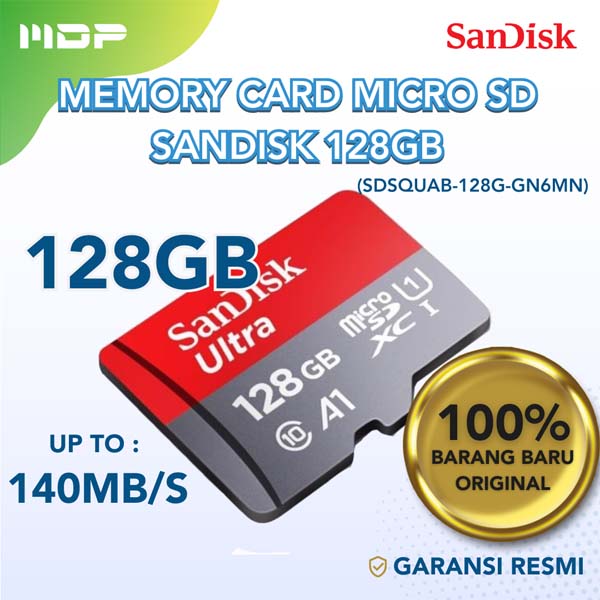 MEMORY CARD SANDISK ULTRA MICRO SDXC, SDQUAC 128GB,A1,C10,U1,140MB (SDSQUAB-128G-GN6MN) | MDP ...