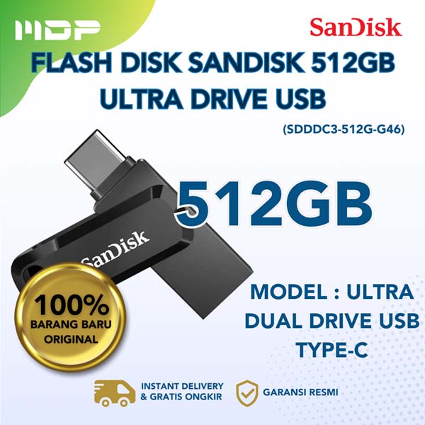 MEMORY CARD FLASHDISK SANDISK 512GB ULTRA DUAL DRIVE USB TYPE-C CTM GO ...