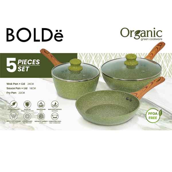 BOLDE ORGANIC GREEN COOKWARE 5PCS SET | MDP - IT and Electronic Superstore