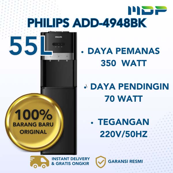 DISPENSER PHILIPS ADD-4948BK (GALON BAWAH / NON COMRESSOR/170W) BLACK ...