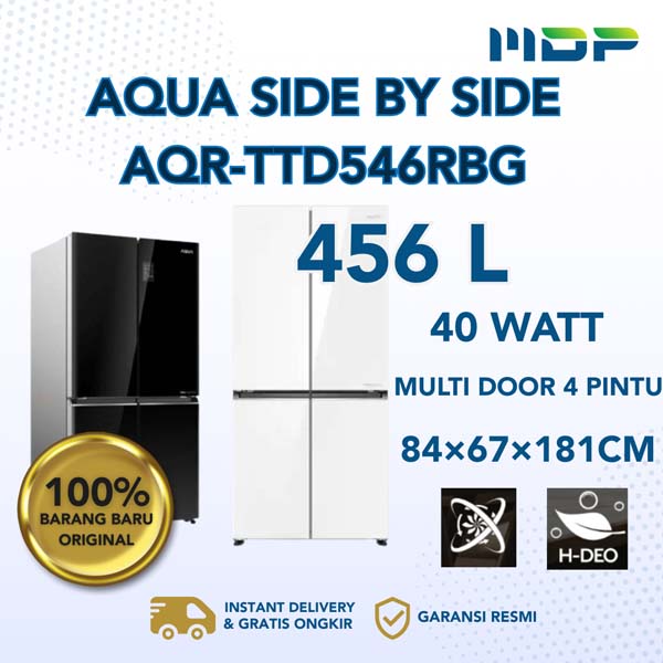 KULKAS AQUA AQR-TTD546RBG MULTI DOOR ( 4 DOORS/ 456L) WHITE | MDP - IT ...