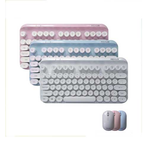 KEYBOARD + MOUSE WIRELESS REXUS KM9 (WHITE/MINT/PINK) | MDP - IT and ...