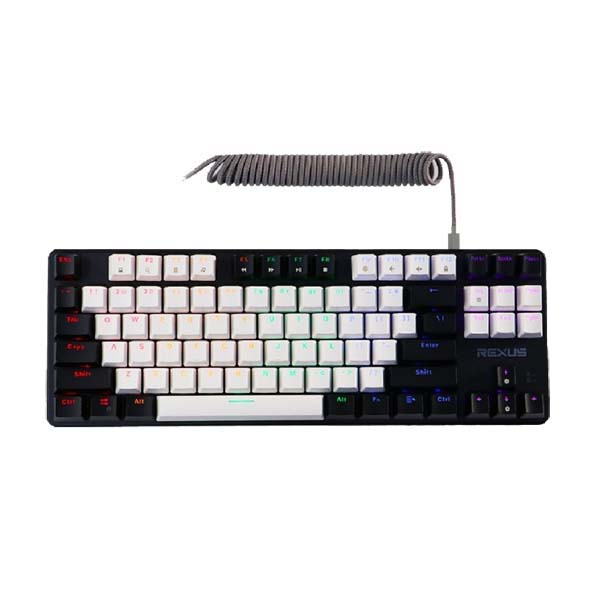 KEYBOARD GAMING REXUS MECHANICAL MX5.2 WHITE-BLACK 01 KEYCAPS BROWN ...