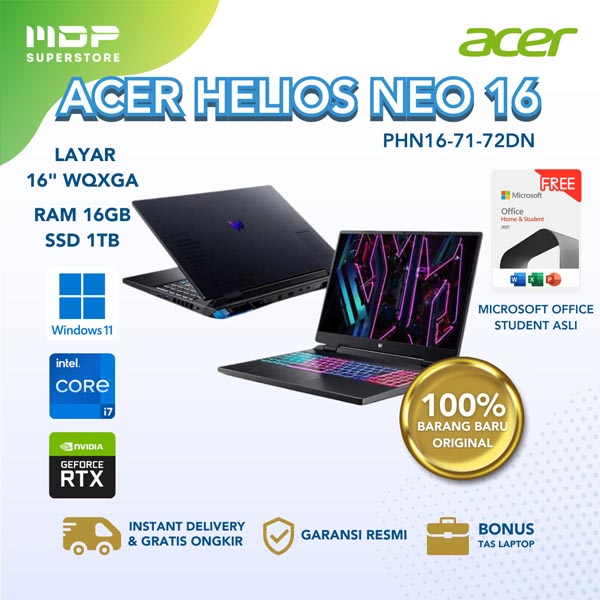 NOTEBOOK ACER HELIOS 16 NEO PHN16-71-72DN : I7-13700HX RTX 4060 8GB ...