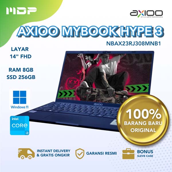 NOTEBOOK AXIOO MYBOOK HYPE 3 (NBAX23RJ308MNB1) BLUE : INTEL CORE I3-1005G1,8GB,256GB SSD NVME,14 ...