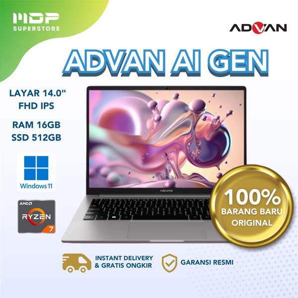 NOTEBOOK ADVAN AIGEN (SILVER) : AMD RYZEN 7-8845HS,16 GB DDR5,512GB SSD ...