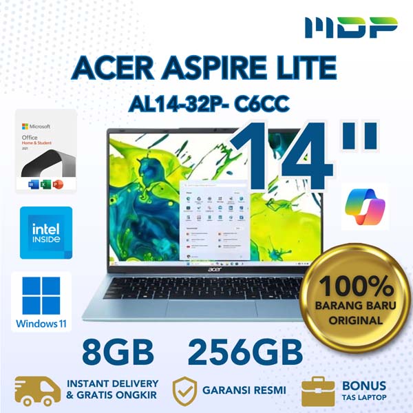NOTEBOOK ACER ASPIRE LITE AL14-32P- C6CC (BLUE) : INTEL N150 8GB DDR5 ...