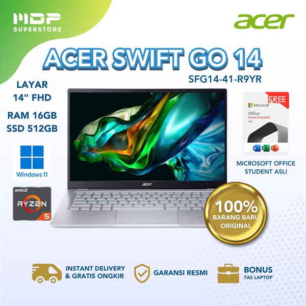 NOTEBOOK ACER SWIFT GO SFG14-41-R9YR PURE SILVER : R5-7530U 16GB 512SSD ...