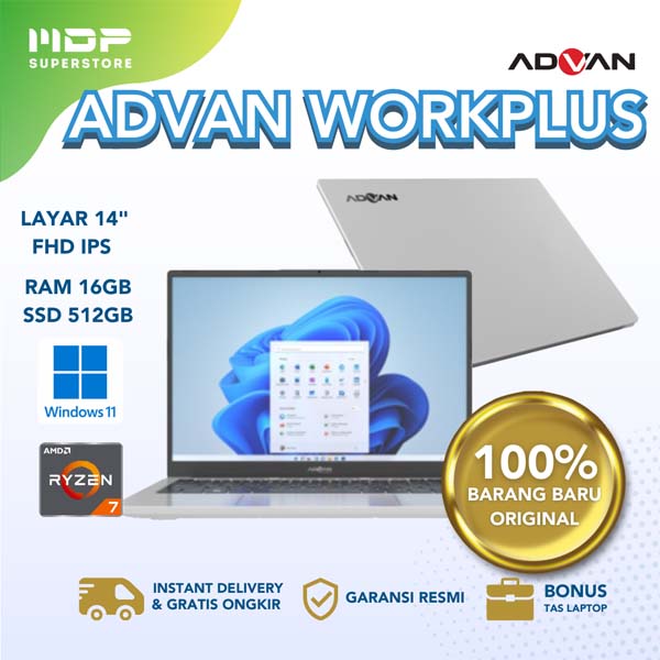 NOTEBOOK ADVAN WORKPLUS (SILVER) : AMD R7-7735HS,16GB LPDDR5,512GB SSD PCIE,RADEON GRAPHICS ...
