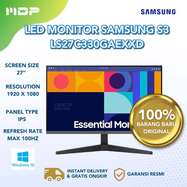MONITOR SAMSUNG LED S3 S33GC FLAT LS27C330GAEXXD : 27" FHD 100HZ IPS ...