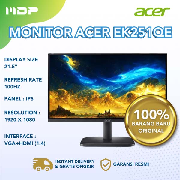 MONITOR ACER EK251QE : 21.5" IPS 1MS 1920X1080 100HZ VGA HDMI | MDP ...