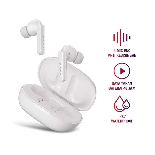 VIVAN ENC TWS HEADSETS BLUETOOTH LIBERTY T600NC IPX7 WATERPROOF WHITE ...