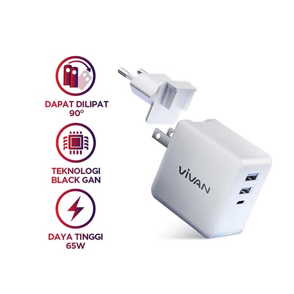 CHARGER VIVAN GAN02S WHITE 65W | MDP - IT and Electronic Superstore