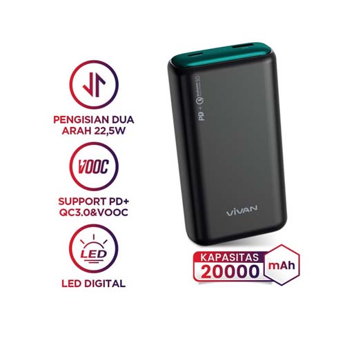POWER BANK VIVAN VPB-B20 20000 MAH BLACK | MDP - IT and Electronic ...
