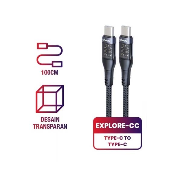 VIVAN DATA CABLE EXPLORE-CC TYPE-C TO TYPE-C PD 1M BLACK | MDP - IT and Electronic Superstore