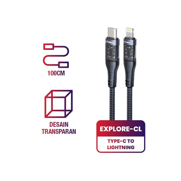 VIVAN DATA CABLE EXPLORE-CL 27W 100CM 2IN1 TYPE-C TO TYPE LIGHTNING ...