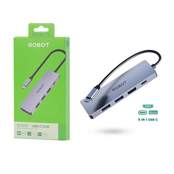 USB HUB TYPE C ADAPTER ROBOT HT255S 5 IN 1 , USB C HUB ADAPTER WITH ...