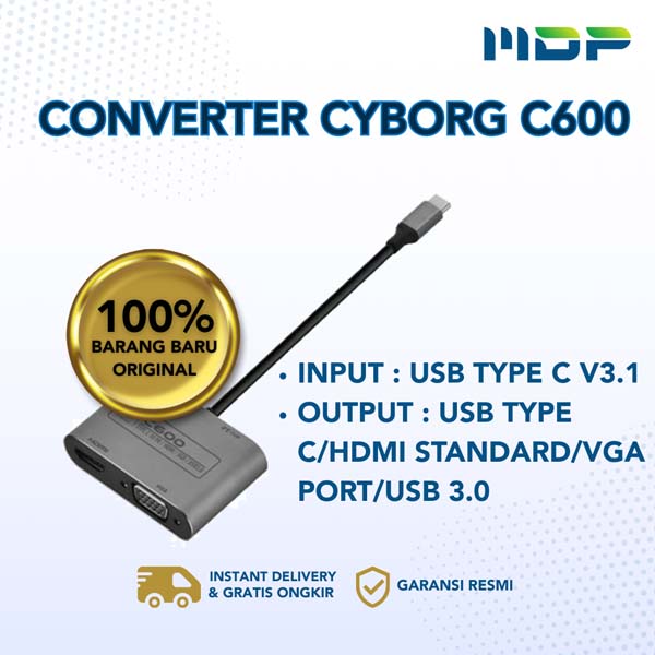 CONVERTER TYPE-C TO HDMI,VGA,USB,TYPE C CYBORG (C600) | MDP - IT and ...