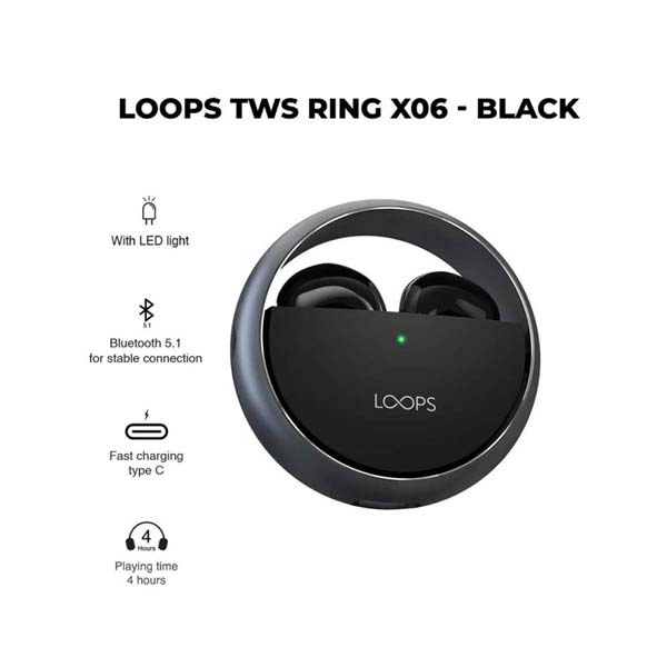 LOOPS TRUE WIRELESS STEREO RING X06 BLACK | MDP - IT and Electronic ...
