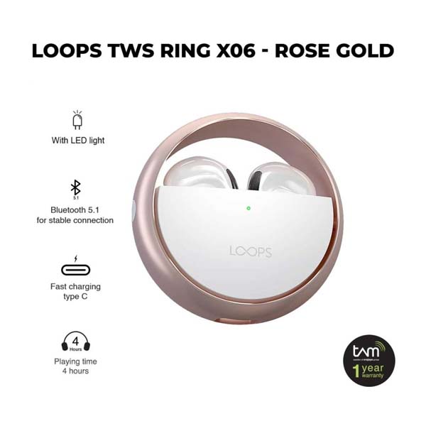 LOOPS TRUE WIRELESS STEREO RING X06 ROSE GOLD | MDP - IT and Electronic ...