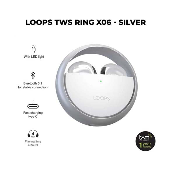 LOOPS TRUE WIRELESS STEREO RING X06 SILVER | MDP - IT and Electronic ...