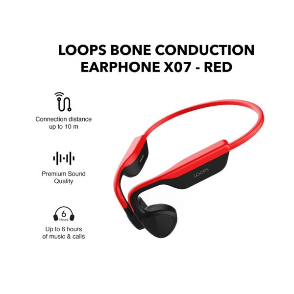 LOOPS BONE CONDUCTION EARPHONE X07 RED | MDP - IT and Electronic Superstore