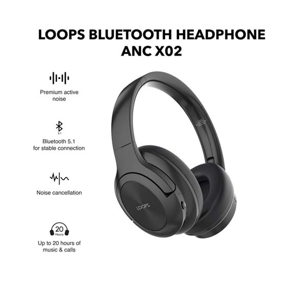 LOOPS BT HEADPHONE ANC PRO X02 BLACK | MDP - IT and Electronic Superstore