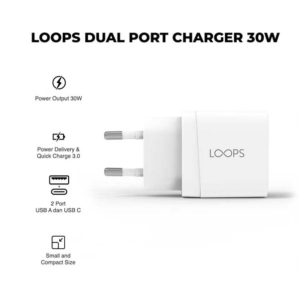 LOOPS DUAL PORT CHARGER 30W | MDP - IT and Electronic Superstore