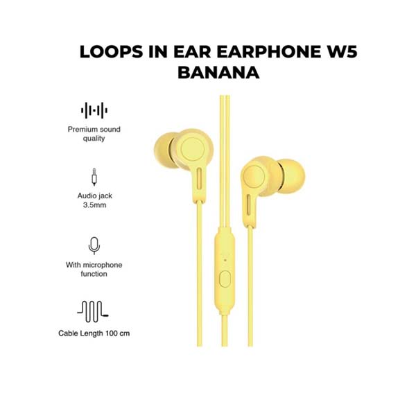 LOOPS IN EAR EARPHONE W5 BANANA | MDP - IT and Electronic Superstore