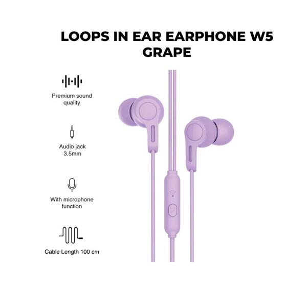 LOOPS IN EAR EARPHONE W5 GRAPE | MDP - IT and Electronic Superstore