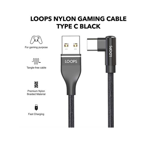 LOOPS KABEL NYLON GAMING TYPE C BLACK | MDP - IT and Electronic Superstore
