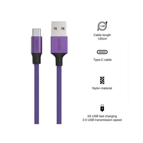LOOPS KABEL NYLON TYPE C 1,2M LILAC | MDP - IT and Electronic Superstore